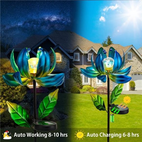 Accents | Solar Garden Lights Metal Flower Pathway Light With Led ...